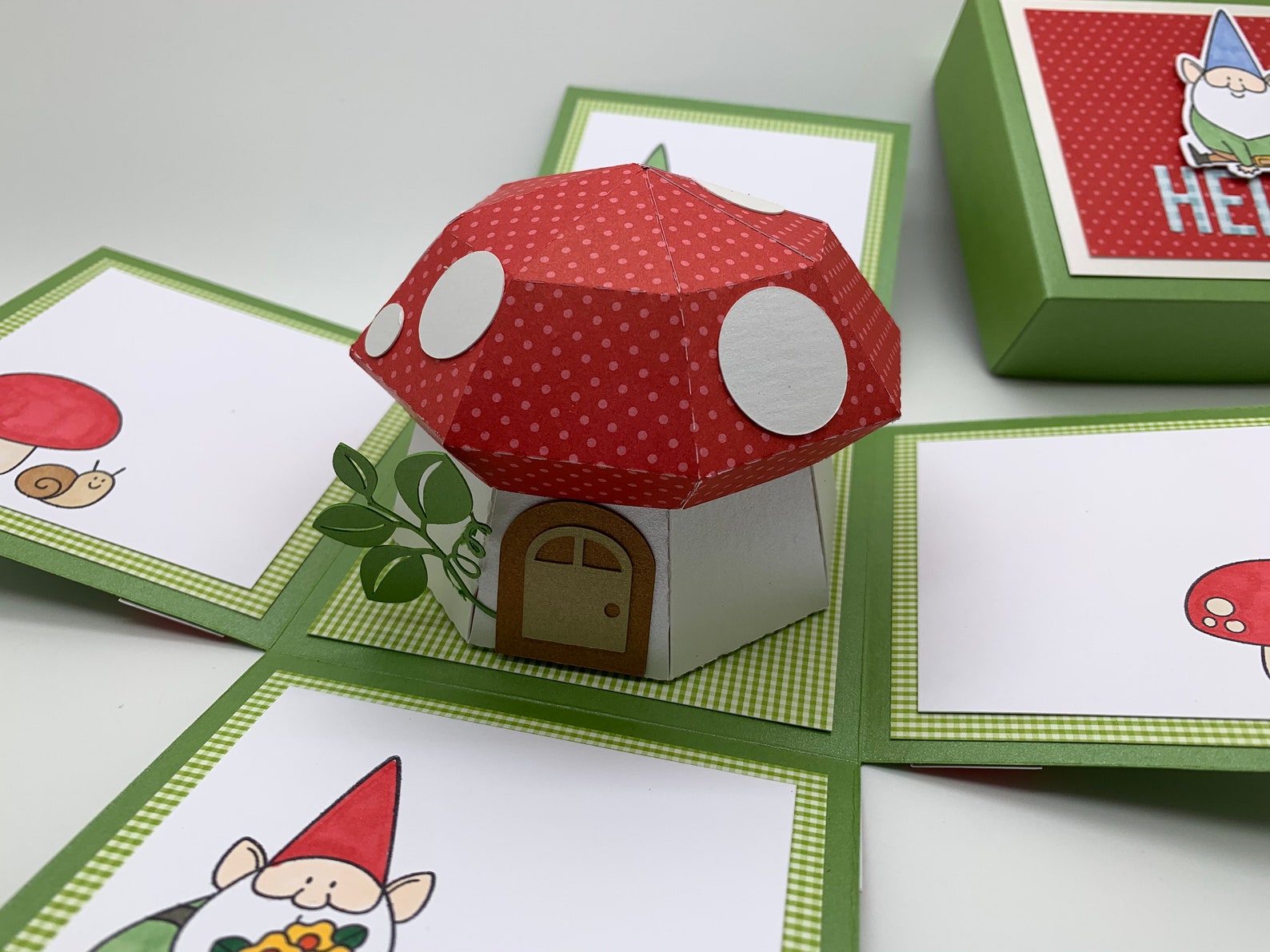 3D Gnome and Mushroom Explosion Box Greeting Card, Birthday ...