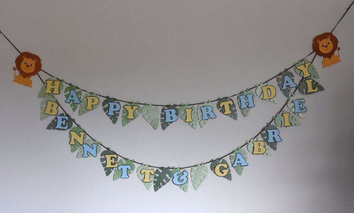 Lion Happy Birthday Banner Name Banner - Etsy Canada