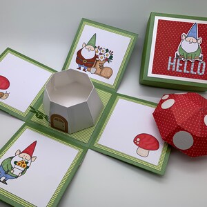3D Gnome and Mushroom Explosion Box Greeting Card, Birthday ...