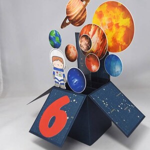 3D Age Space Birthday Card, Box Card With Astronaut and Planets - Etsy
