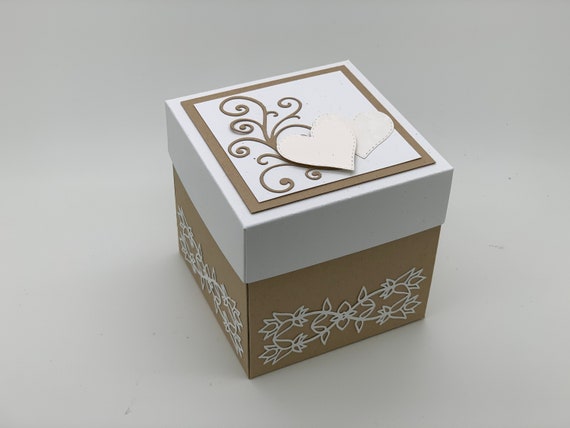 3D Custom Wedding Explosion Box in Kraft Gold and White - Etsy