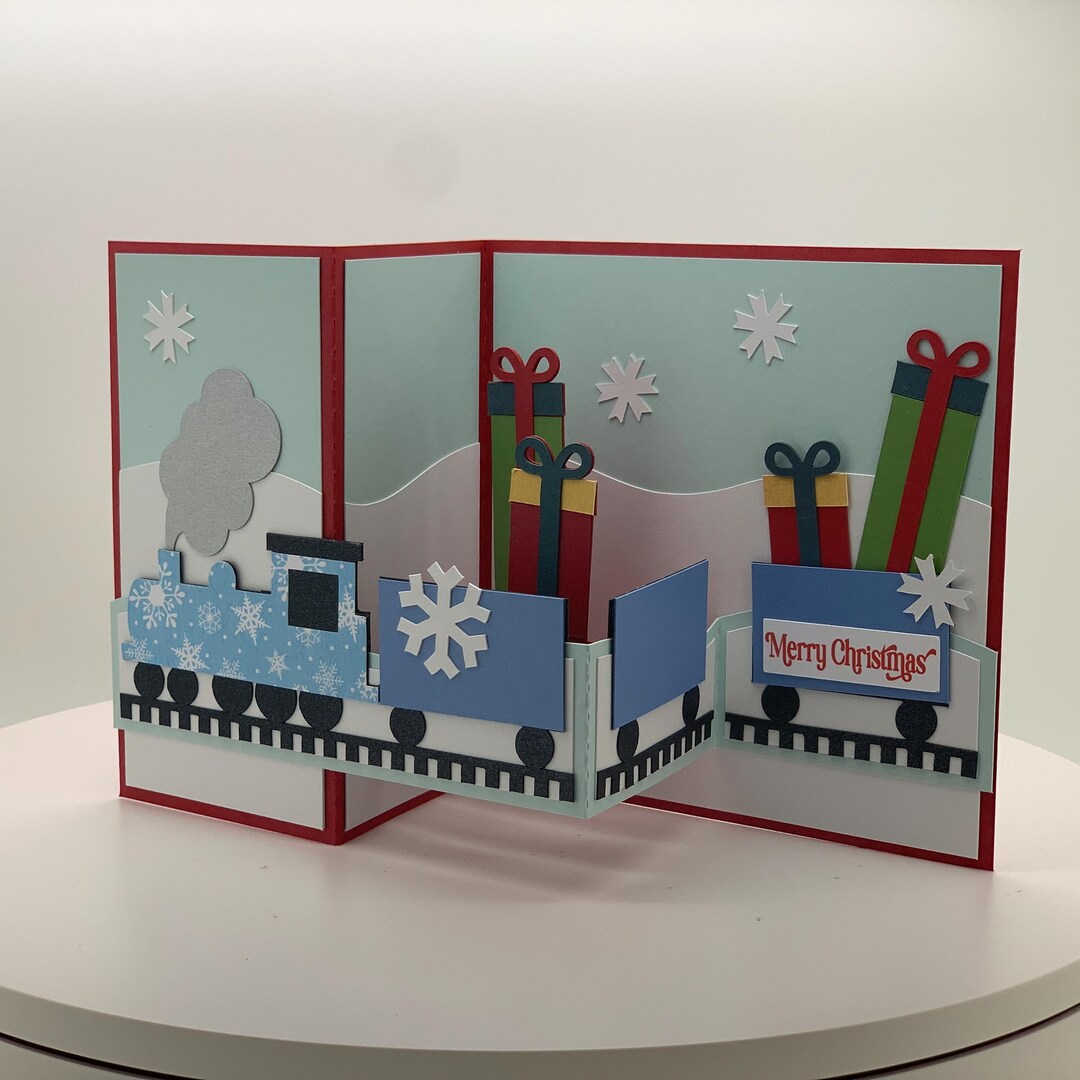 3D Christmas Train Card, Z Fold Card - Etsy