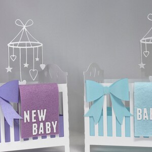 3D New Baby Crib Box Card in Pink or Blue or Purple - Etsy