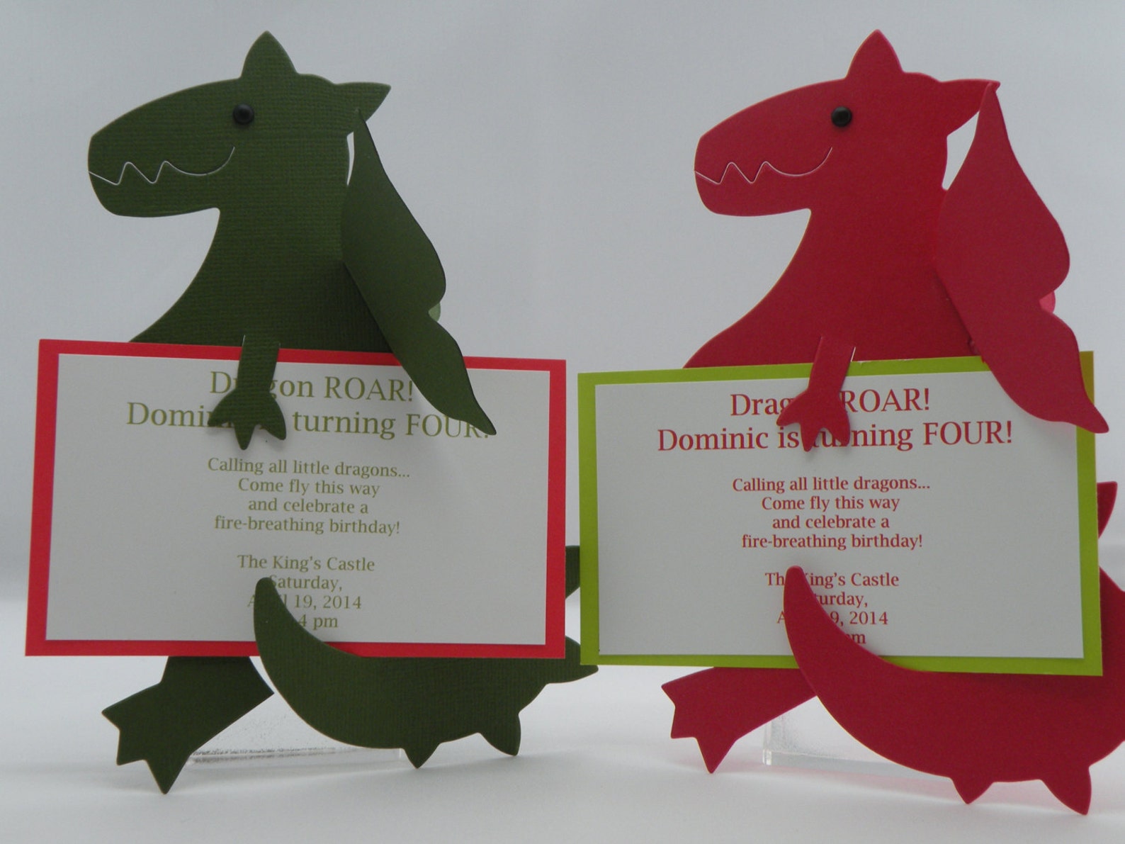 8 Dragon Party Invitations With Custom Wording in Red or Green - Etsy