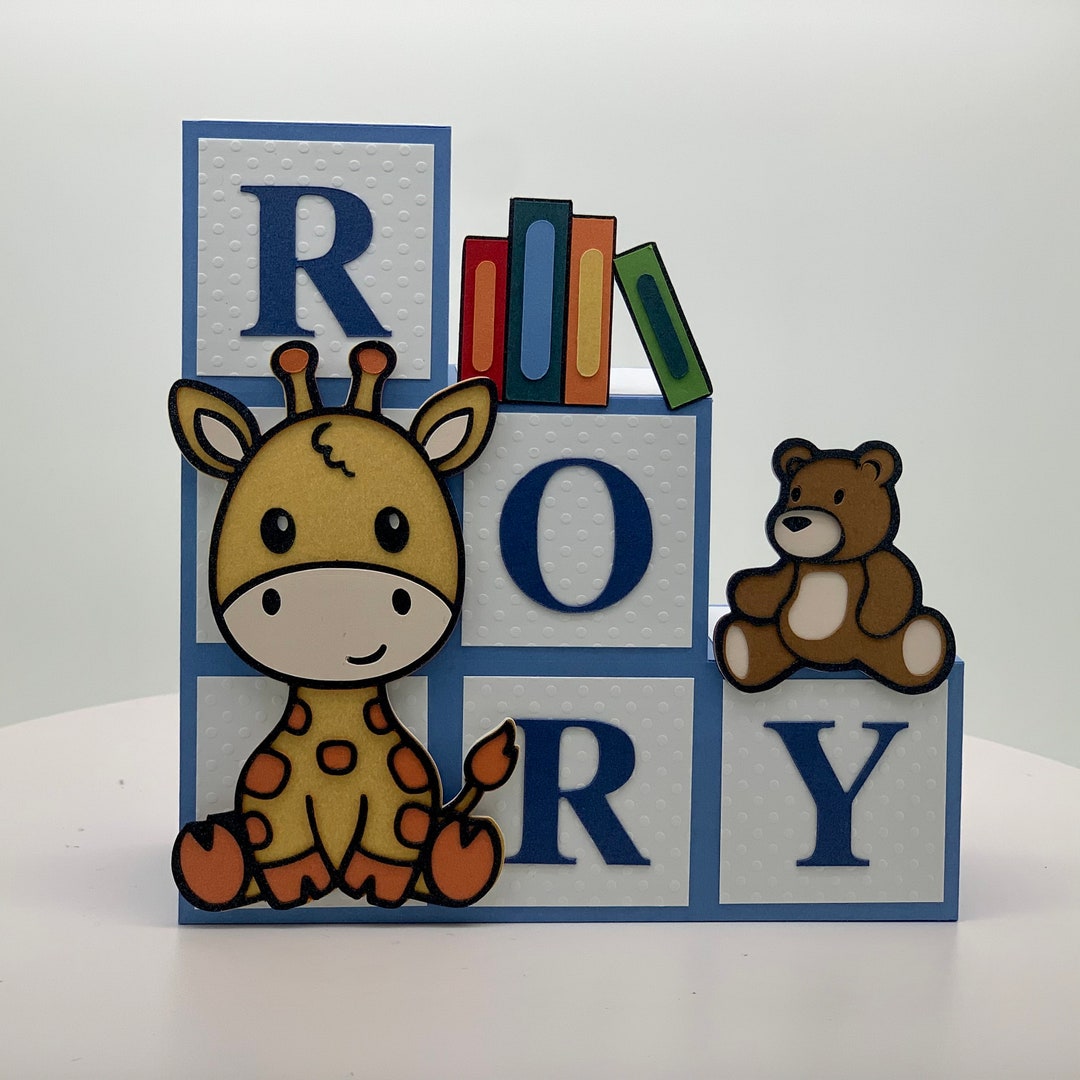 3D Baby Blocks New Baby Congratulations Card With Optional 4 Letter ...