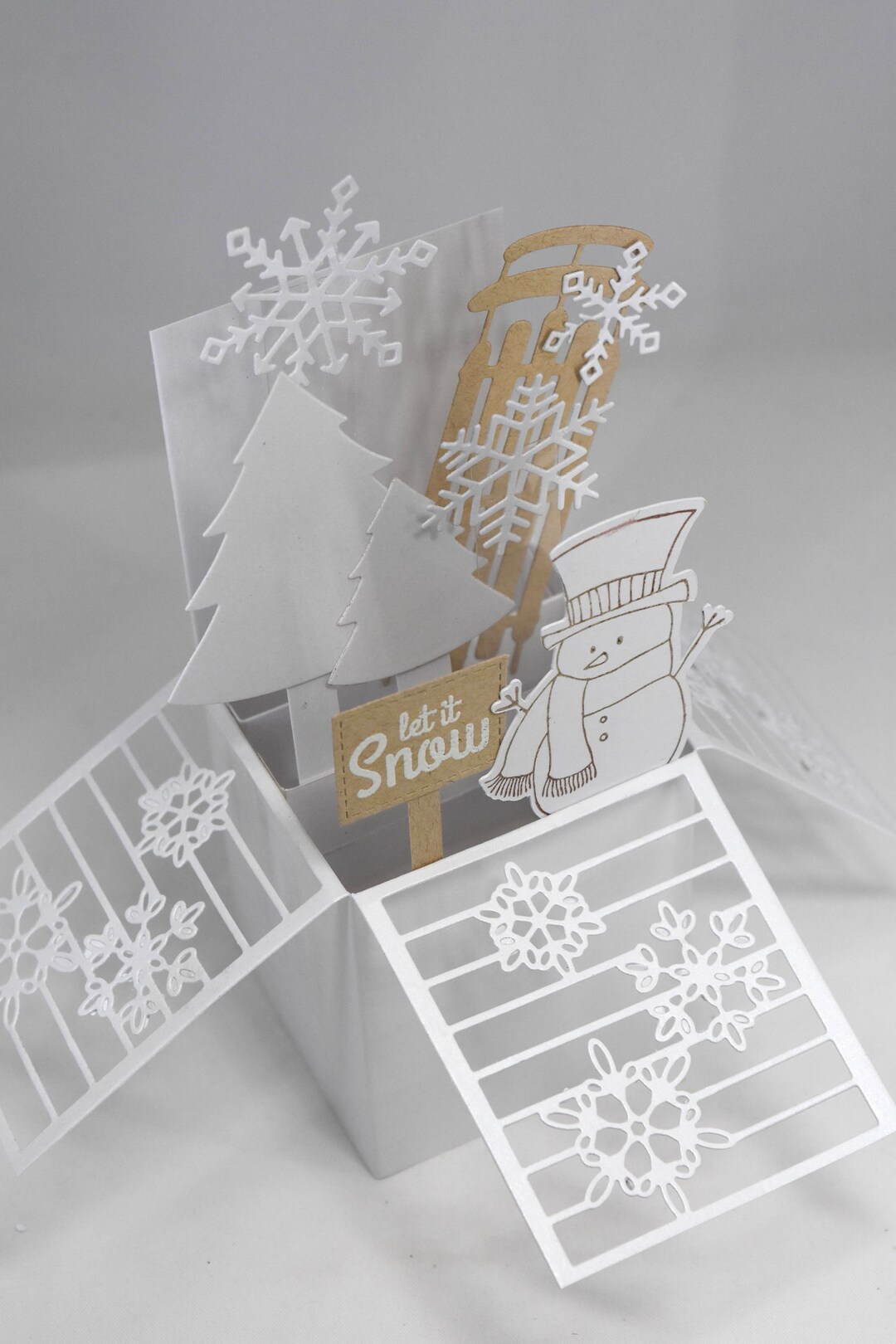 3D Elegant Snowman Christmas Card, Box Card - Etsy