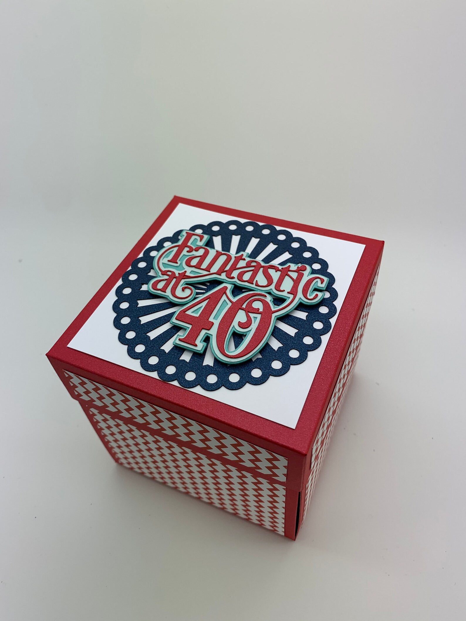 3D Red and White 40th or 50th Birthday Explosion Box - Etsy