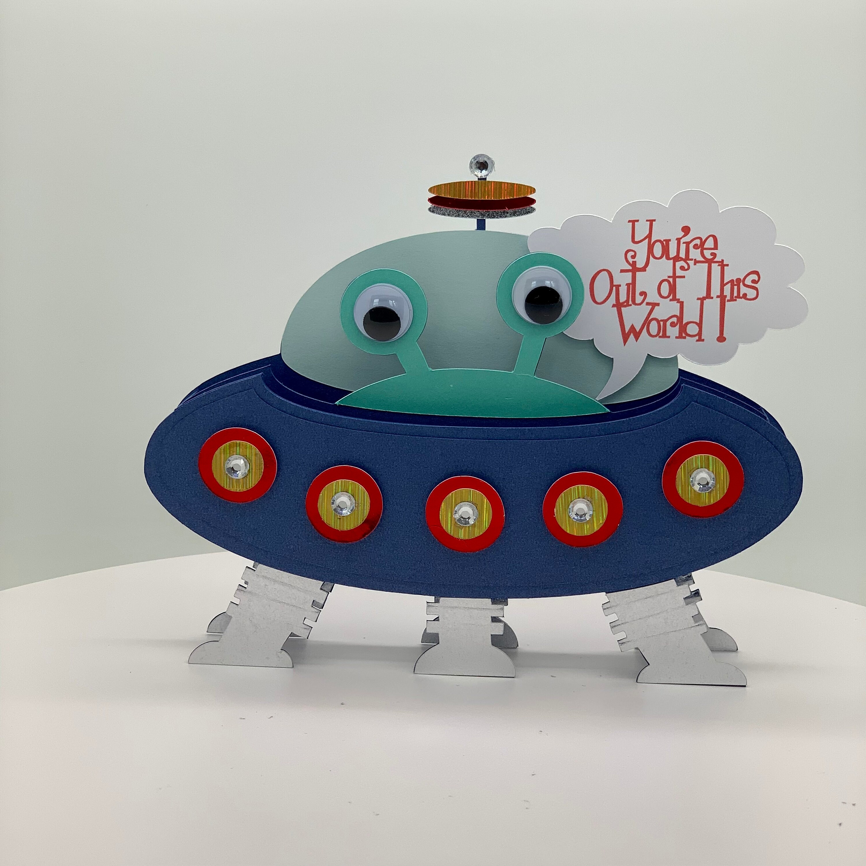 3D Alien Spaceship Birthday Card - Etsy