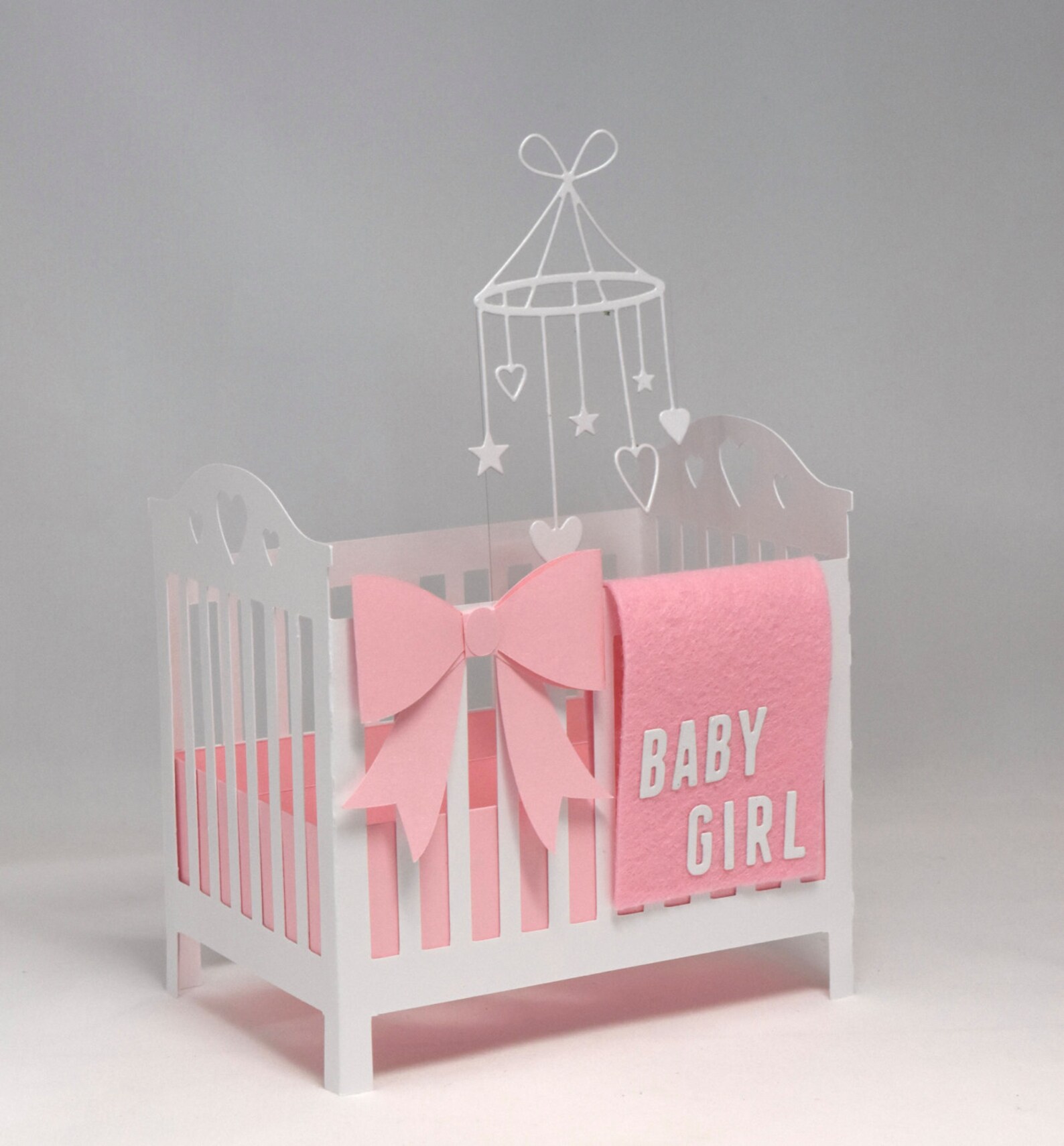 3D New Baby Crib Box Card in Pink or Blue or Purple - Etsy Canada