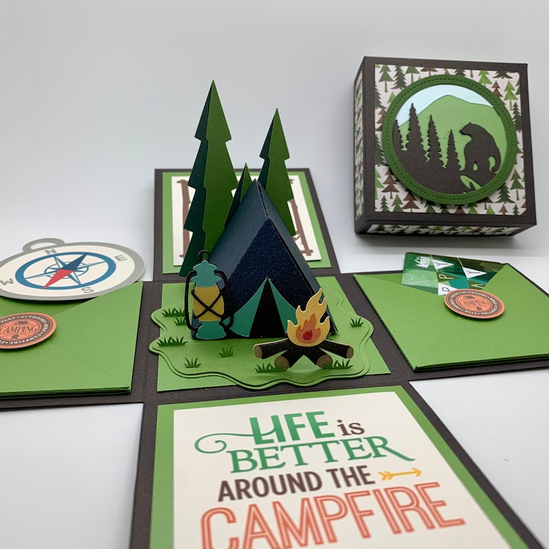 3D Camping Themed Birthday Card With Tent and Campfire - Etsy
