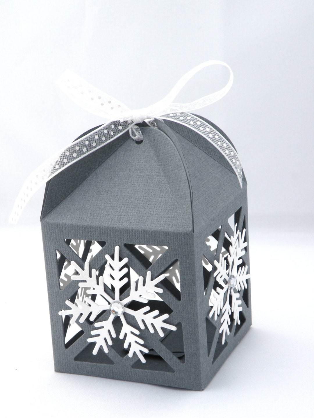 Snowflake Lantern Box in Gray and White - Etsy