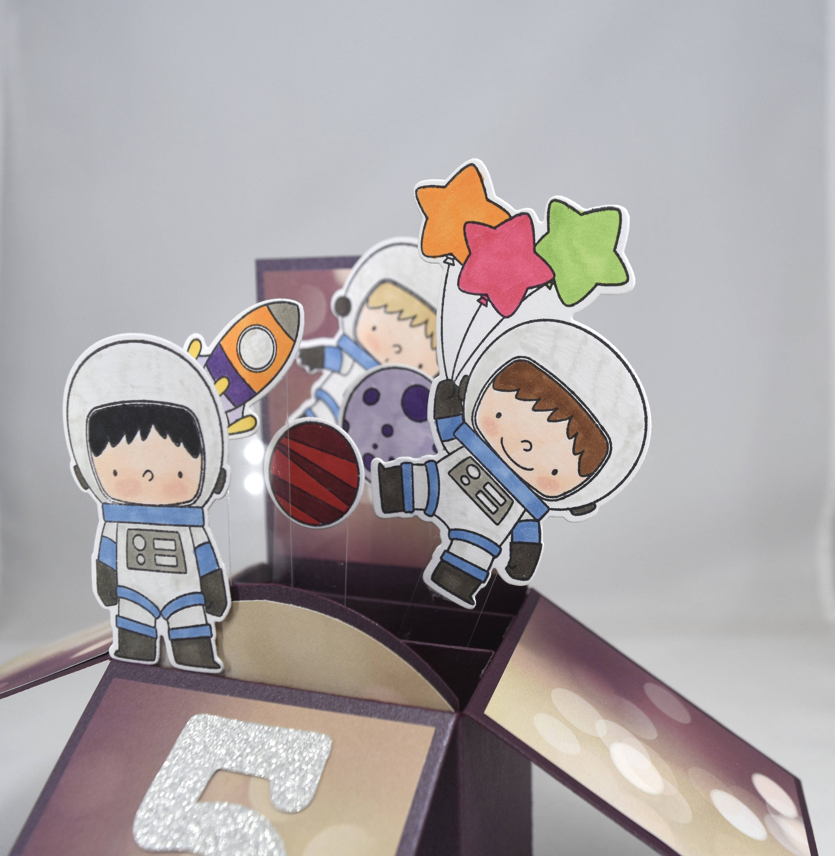 3D Age Space Birthday Card Box Card with Astronauts | Etsy