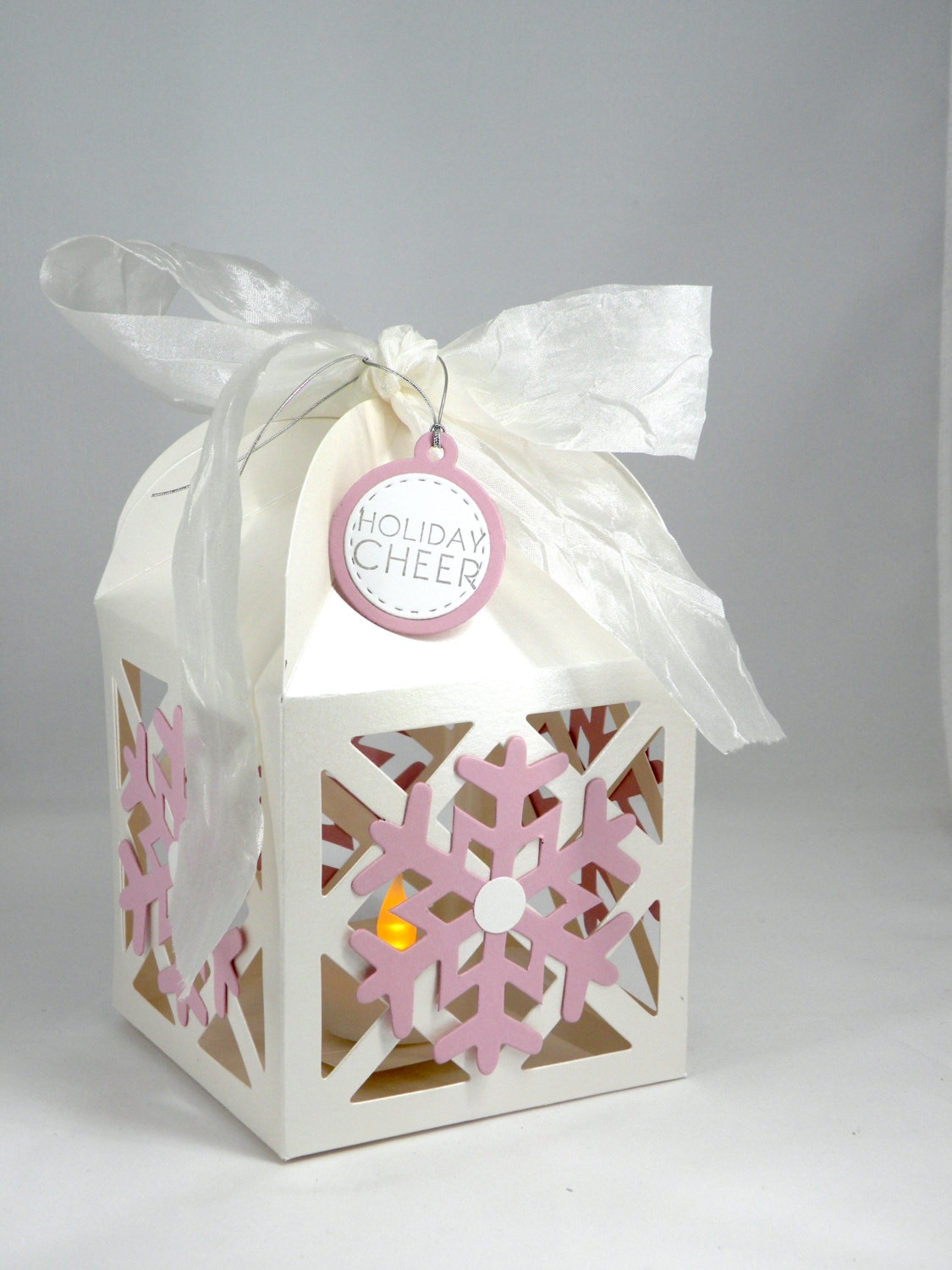 Snowflake Lantern Box in Pink and White - Etsy