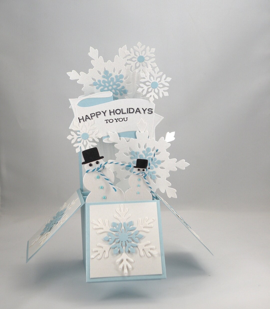 3D Snowman Christmas Card, Box Card in Blue and White - Etsy
