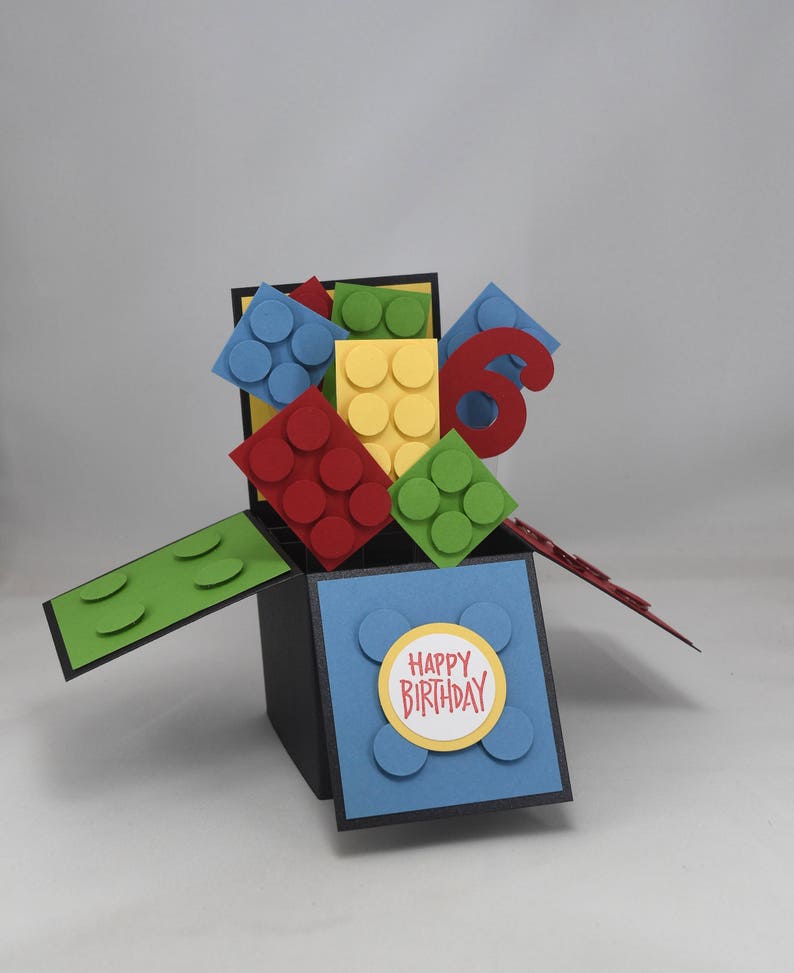 3D Age Birthday Card Box Card With Building Blocks | Etsy
