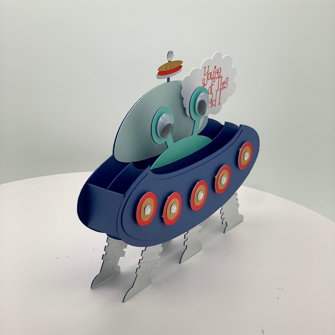 3D Alien Spaceship Birthday Card - Etsy