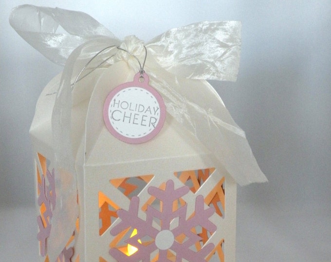 Snowflake Lantern Box in Pink and White - Etsy