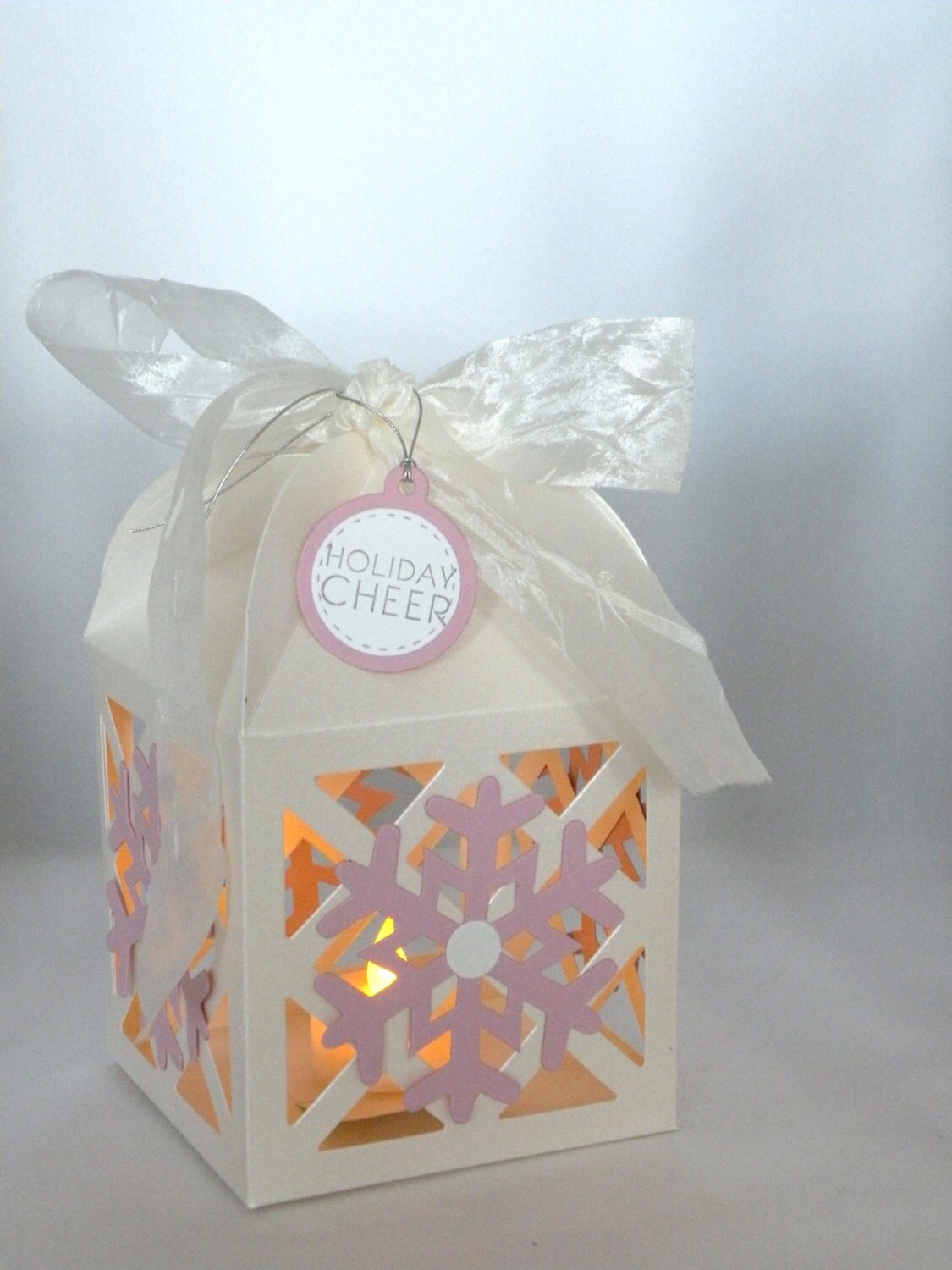Snowflake Lantern Box in Pink and White - Etsy