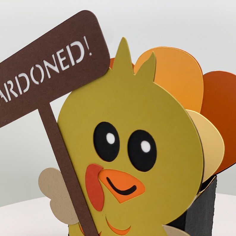 3D Pardoned Turkey Thanksgiving Card - Etsy