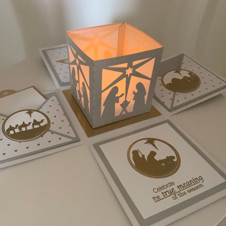 3D Christmas Nativity Lantern Card, Explosion Box Card - Etsy