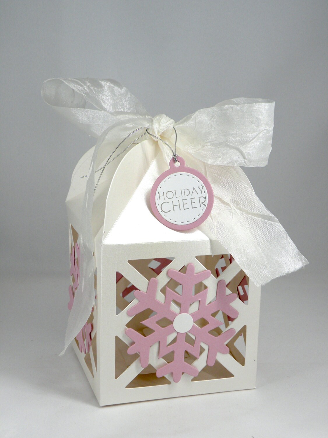 Snowflake Lantern Box in Pink and White - Etsy
