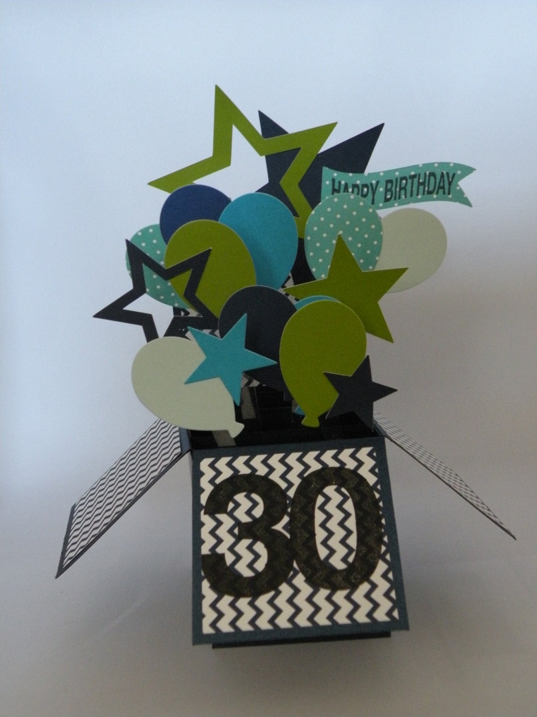 3D Birthday Card Box Card With Balloons - Etsy