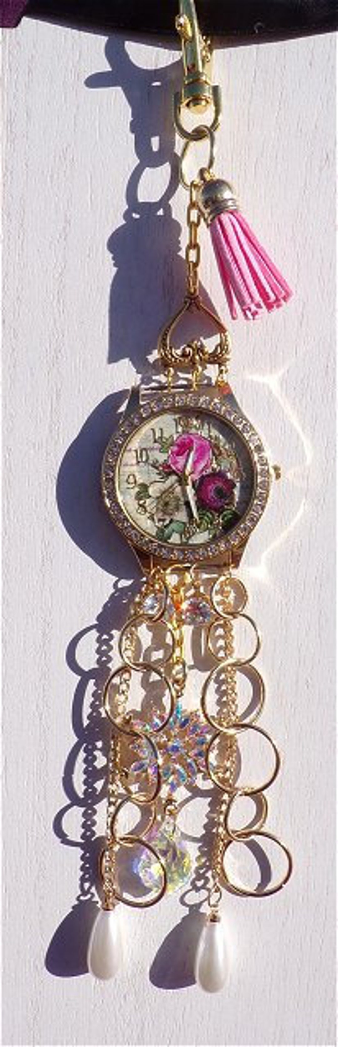 Altered Watch: Purse Charm, Rear-view Mirror Charm, Woman's Gift ...