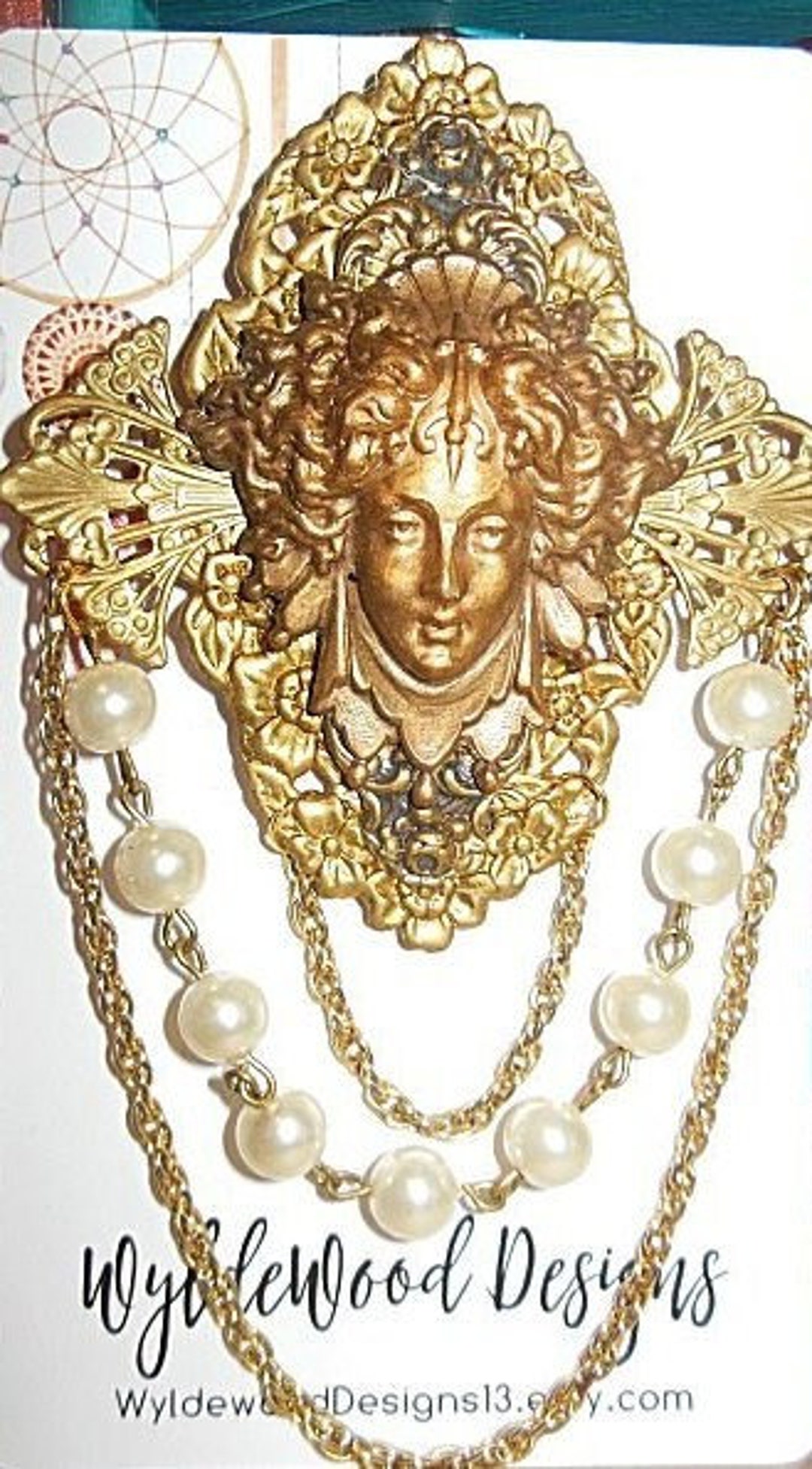 Large Art Nouveau Pin, Victorian Style Brooch, Lapel Pin, Vintage Style ...