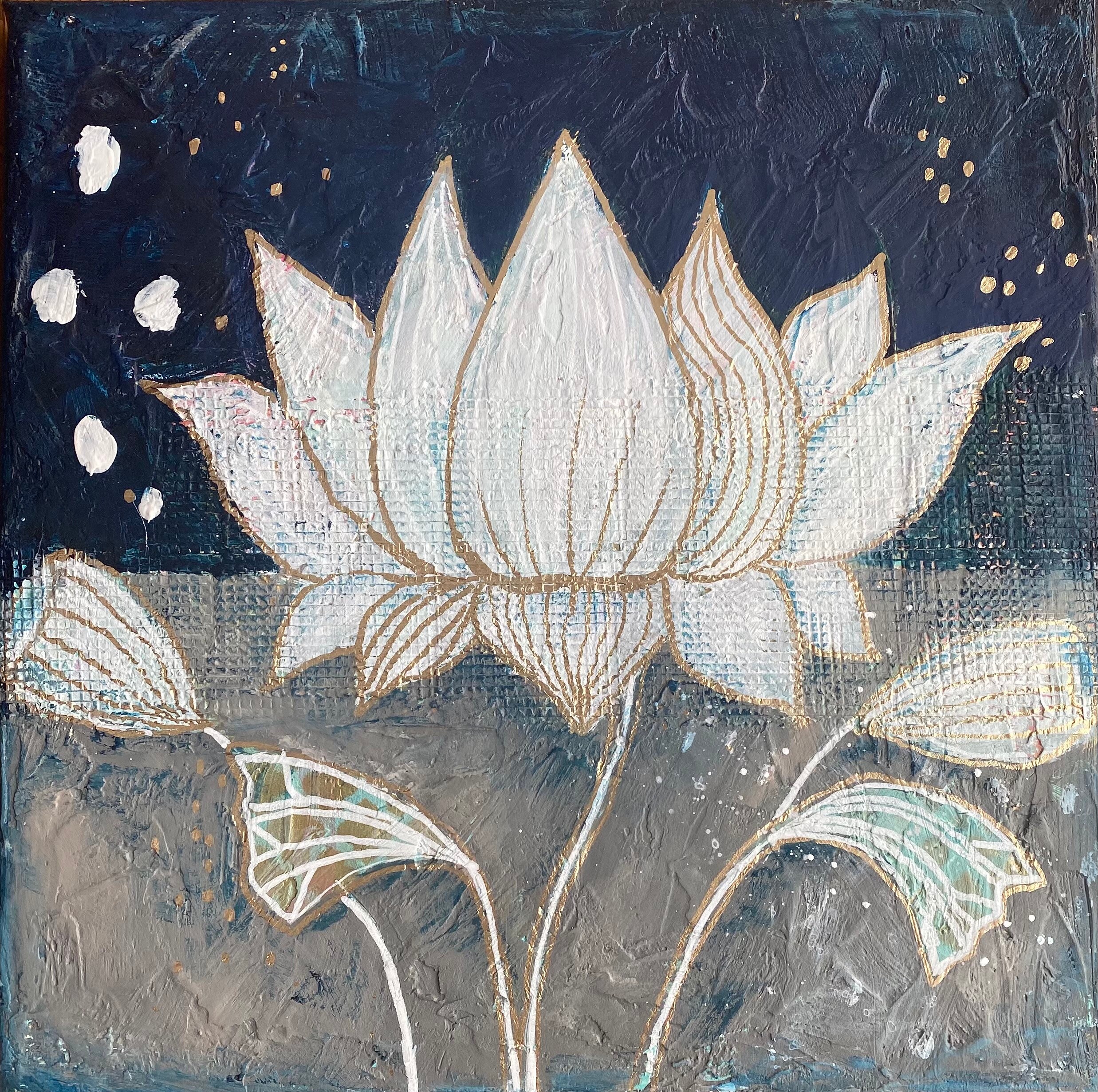 Art acrylic lotus painting original abstract textured art | Etsy