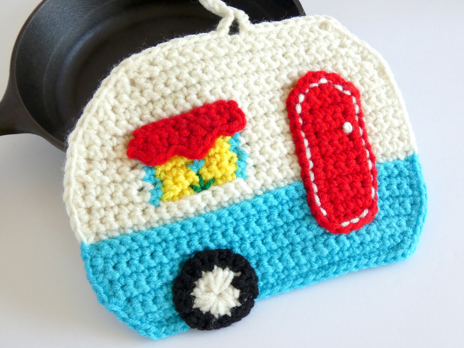 Crochet Camper Pot Holder or Trivet Retro Camper Pot Holder - Etsy