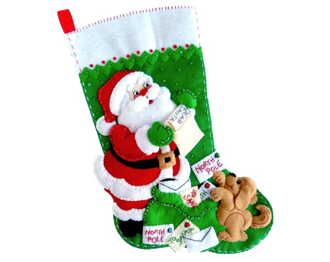 Finished Bucilla Christmas Stocking - Letters to Santa - Handmade Felt ...