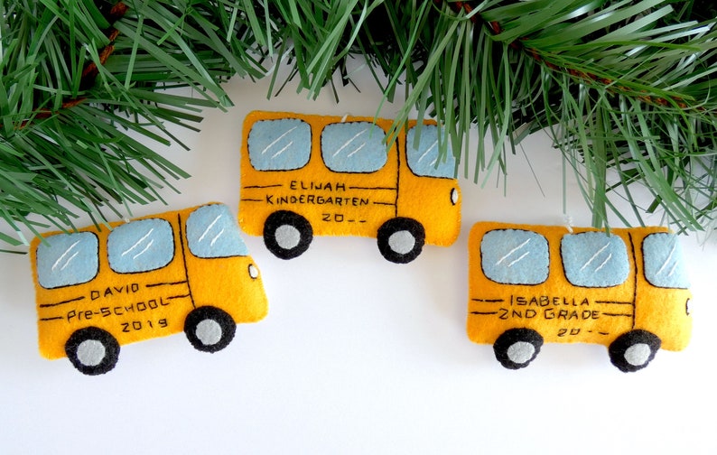 Personalized School Bus Ornament Felt School Bus Keepsake | Etsy