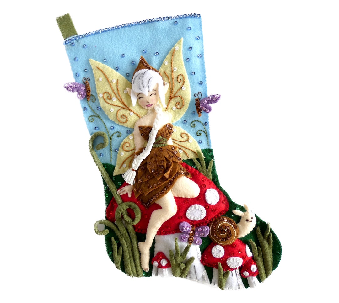 Woodland Fairy Christmas Stocking Gift for Girl Finished Bucilla ...