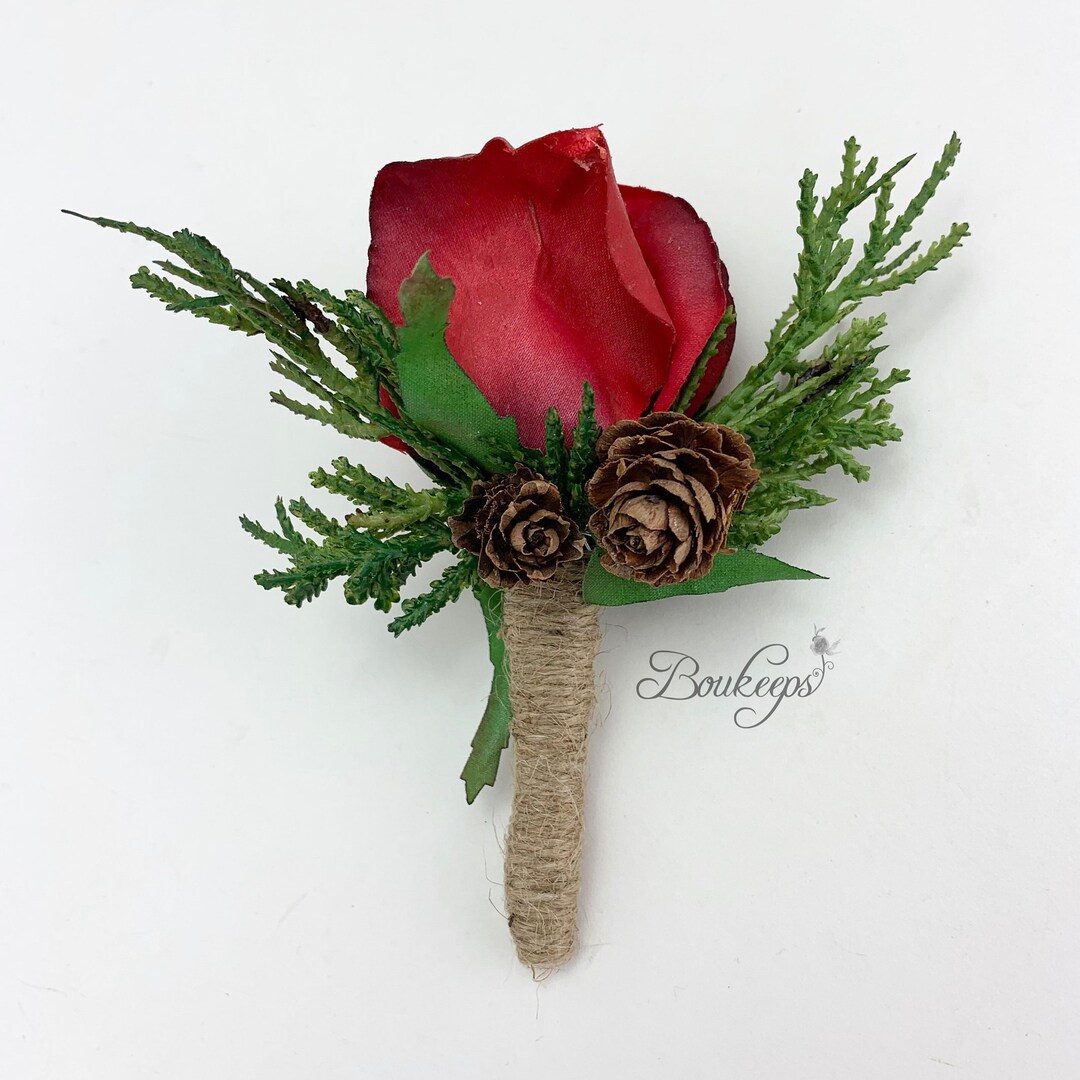 CHOOSE RIBBON COLOR - Christmas Boutonniere, Holiday Boutonniere ...