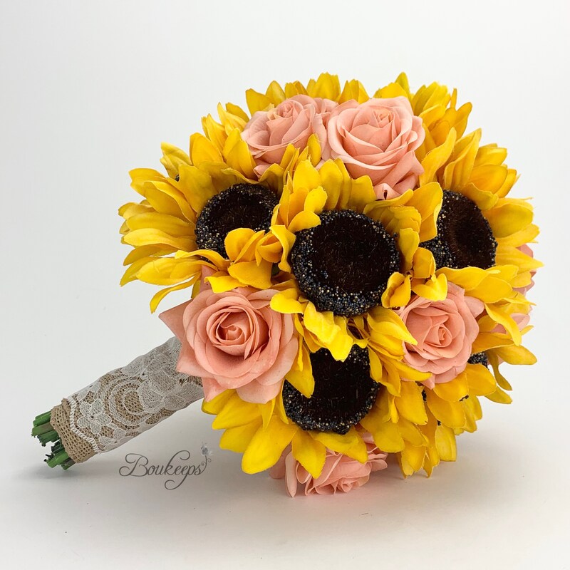 Sunflower and Rose Bouquet - Etsy