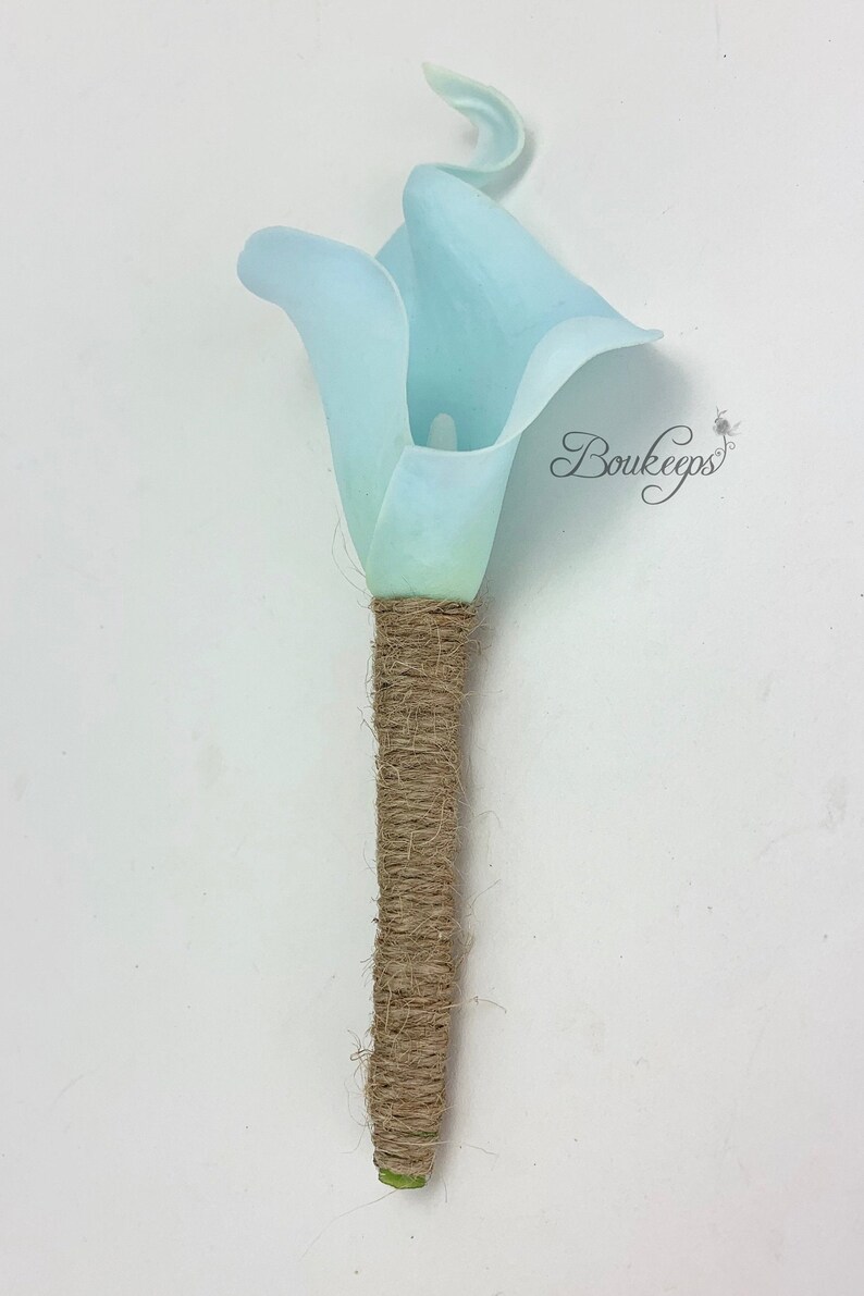 CHOOSE RIBBON COLOR Powder Baby Blue Calla Lily Boutonniere - Etsy