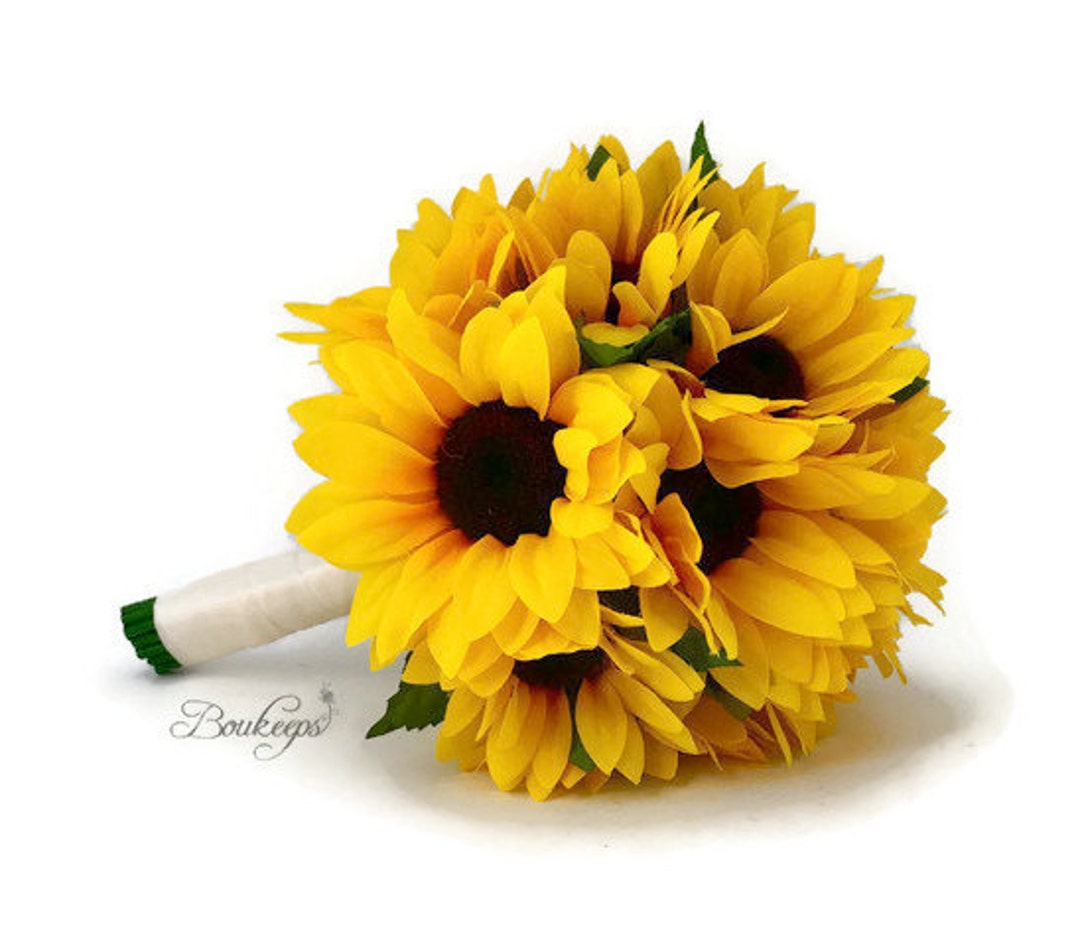 CHOOSE RIBBON COLOR - Sunflower Bouquet, Sunflower Bridesmaid / Bridal ...