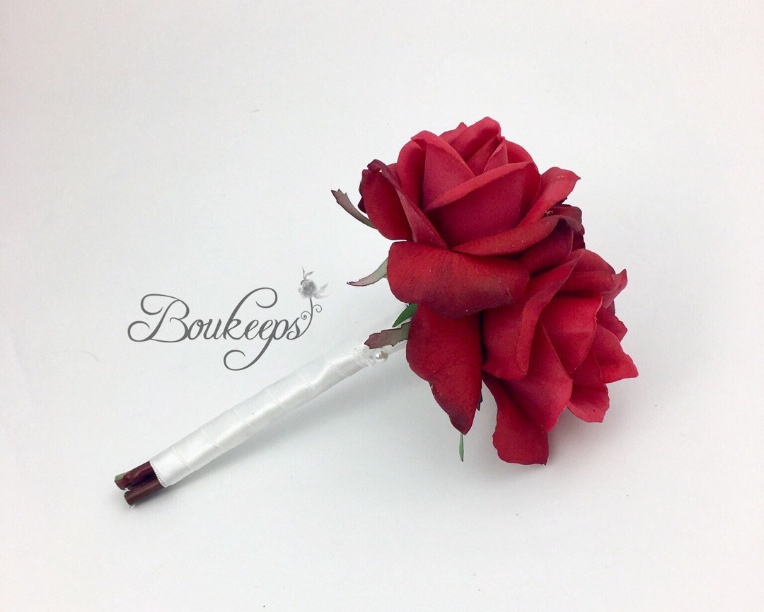 CHOOSE RIBBON COLOR - Real Touch Red Rose Bouquet, Red Rose Bouquet ...