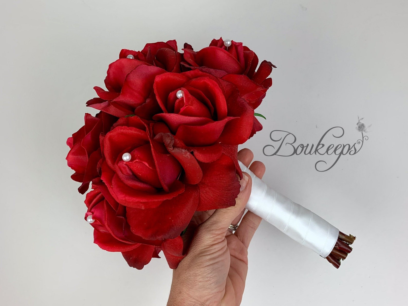 CHOOSE RIBBON COLOR Red Rose Bouquet Rose Bridal Bouquet | Etsy