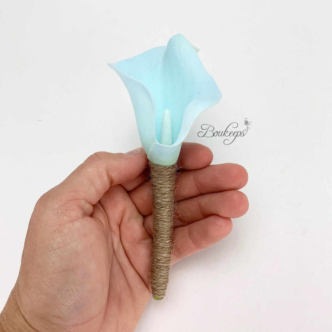CHOOSE RIBBON COLOR Powder Baby Blue Calla Lily Boutonniere - Etsy