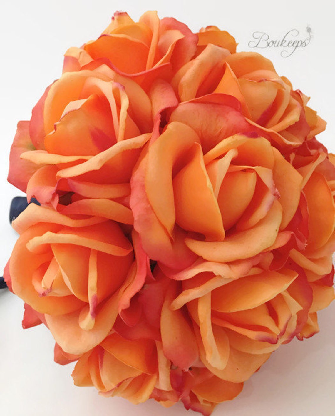 CHOOSE RIBBON COLOR Coral Rose Bouquet Coral Bridal - Etsy