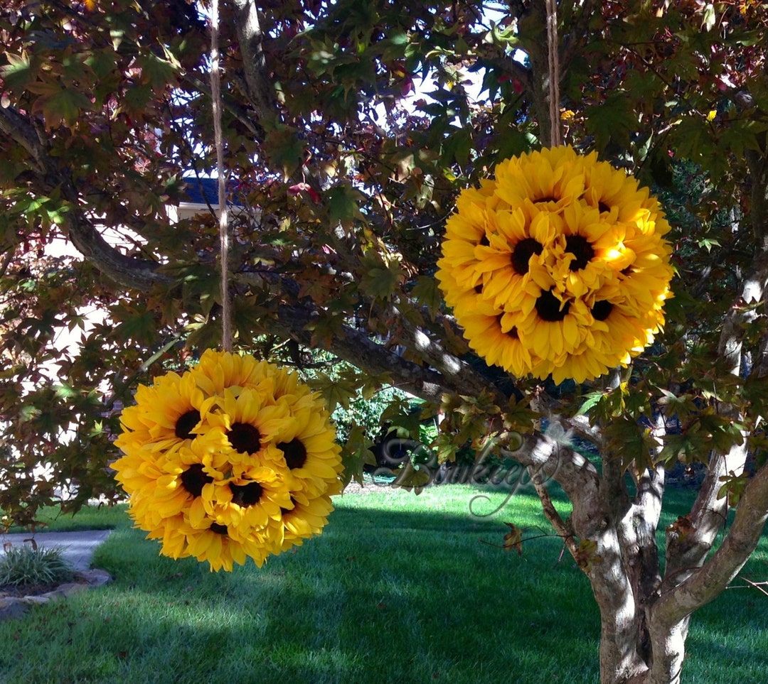 Sunflower Kissing Ball - 10 Inches, Sunflower Ball, Sunflower Pomander ...