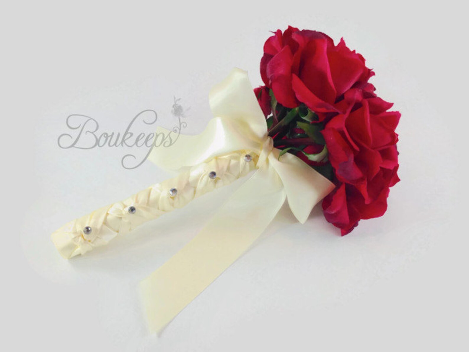 CHOOSE RIBBON COLOR Red Rose Bouquet Real Touch Red Rose | Etsy