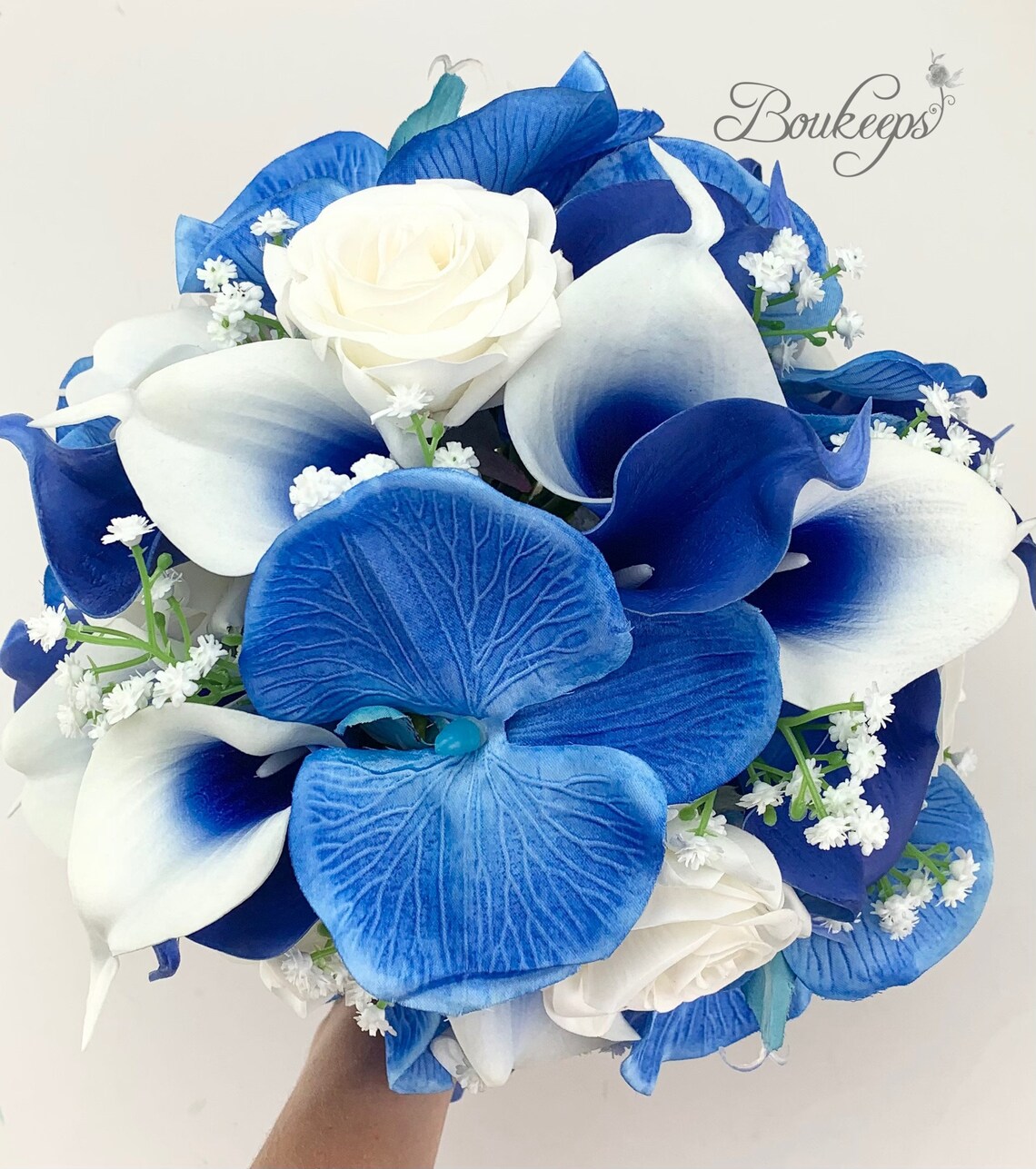 Royal Blue and White Calla Lily and Rose Royal Blue Orchid - Etsy