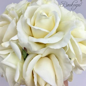 CHOOSE RIBBON COLOR Ivory Rose Bouquet, Ivory Cream Bridesmaid Bouquet ...