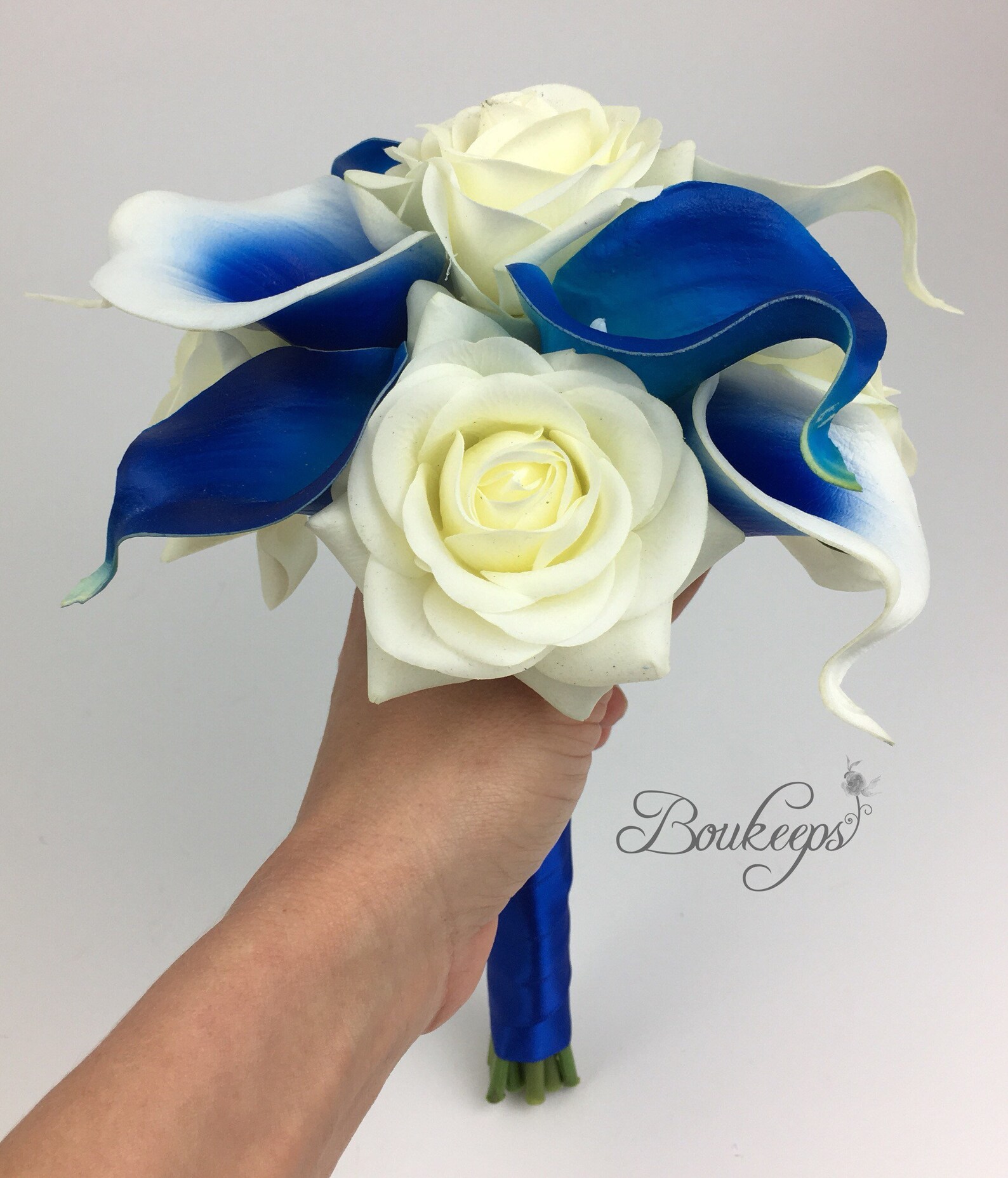 CHOOSE RIBBON COLOR Royal Blue Calla Lily Bouquet Royal | Etsy