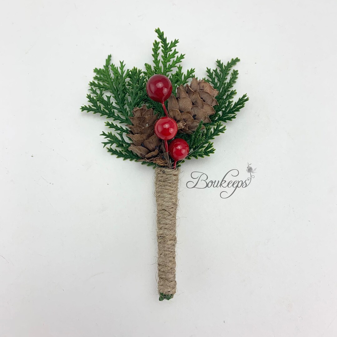 CHOOSE RIBBON COLOR - Christmas Boutonniere, Holiday Boutonniere ...