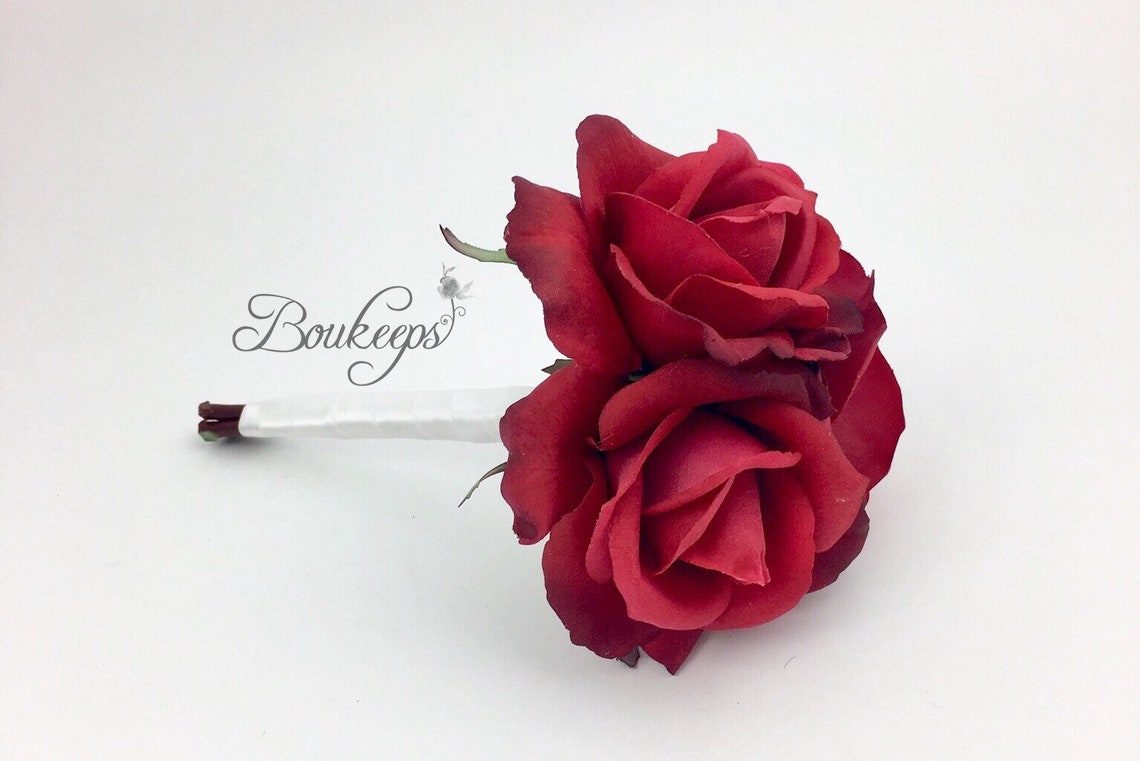 CHOOSE RIBBON COLOR Real Touch Red Rose Bouquet Red Rose | Etsy