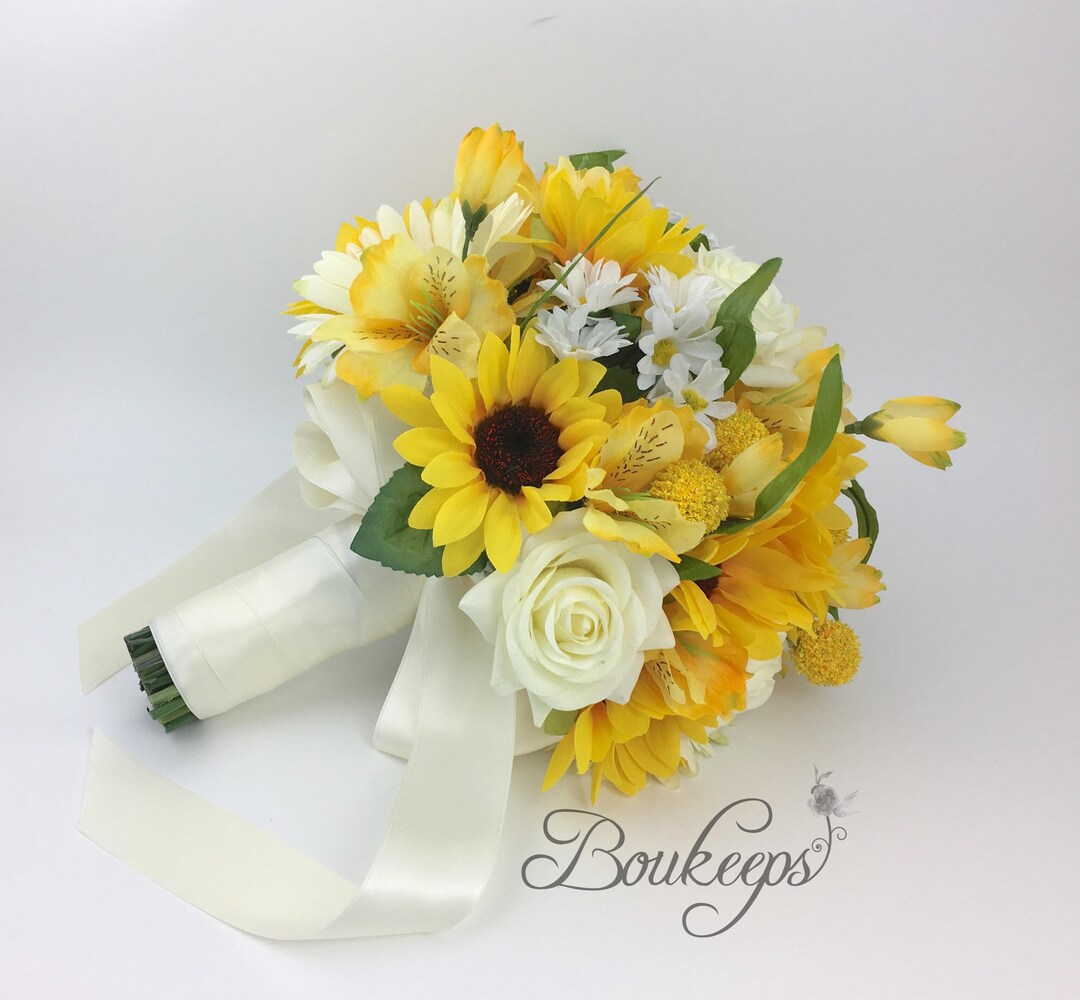 CHOOSE RIBBON COLOR - Sunflower Bouquet, Sunflower Wedding, Bridal ...