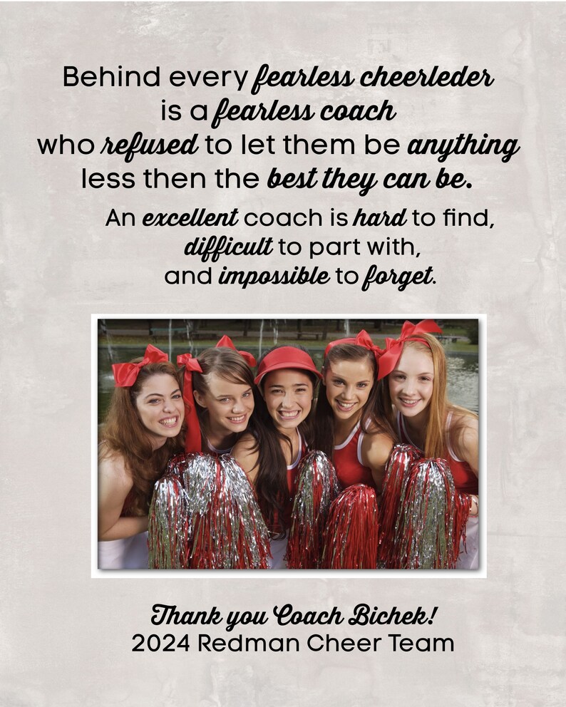 Custom Personalized Cheerleader Dance Coach Appreciation Gift ...